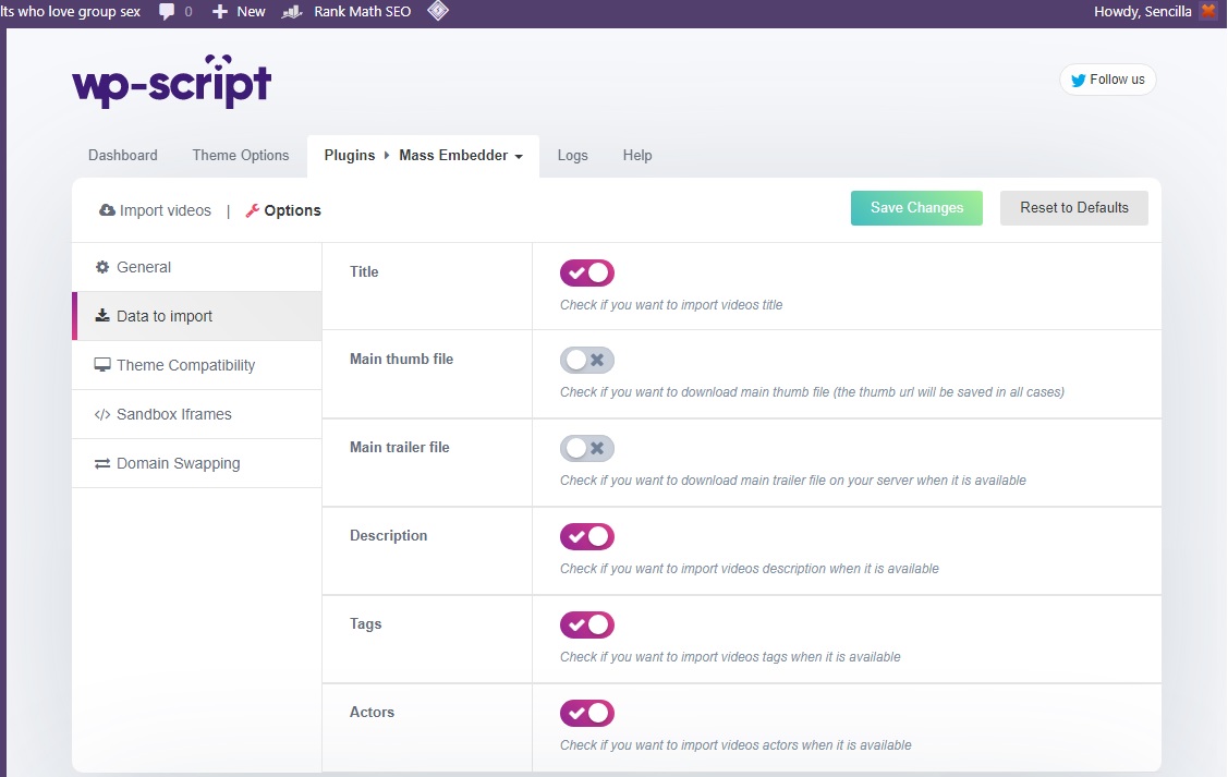WP-Script - WPS Mass Embedder